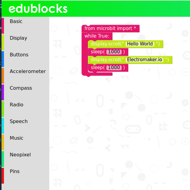 Coding the BBC micro:bit with Edublocks